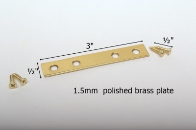 3" Flat Mending Plate - solid brass - prokraft